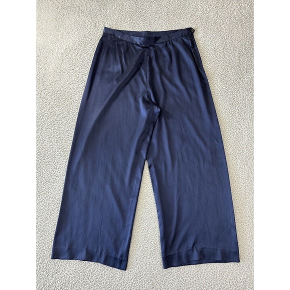 Lauren Ralph Lauren | Pants & Jumpsuits | Lauren Ralph Lauren Silk Pants Womens 6 Navy Blue Wide ...